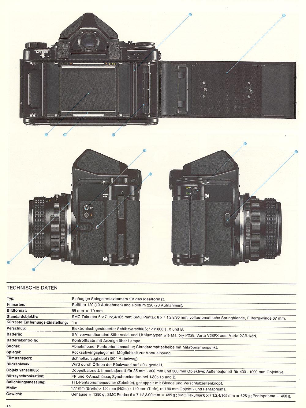 Pentax 6x7 / 67 Kamera Original-Prospekt.
